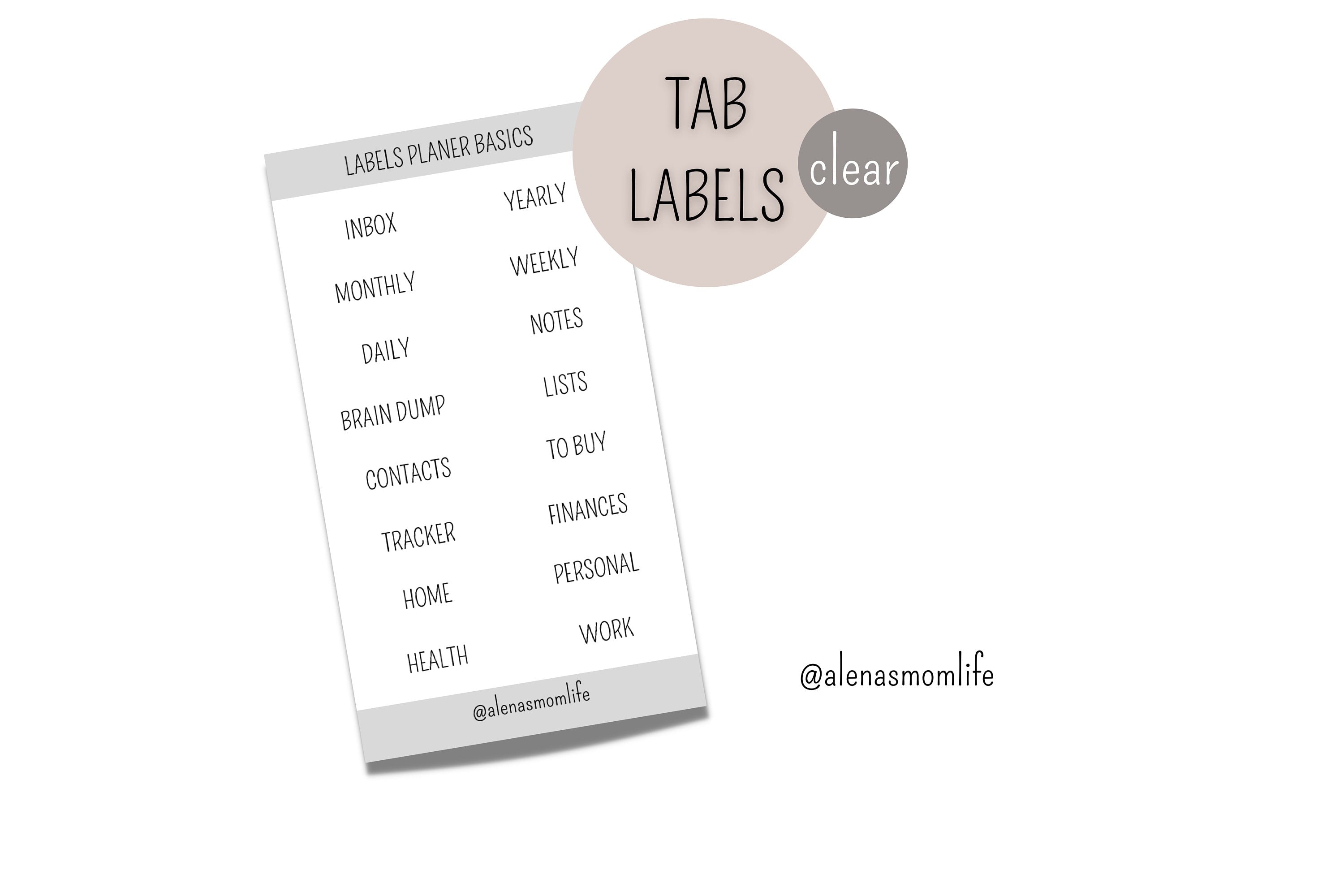 transparente Sticker/Labels "Planer Basics" für Planer Register, Side ...